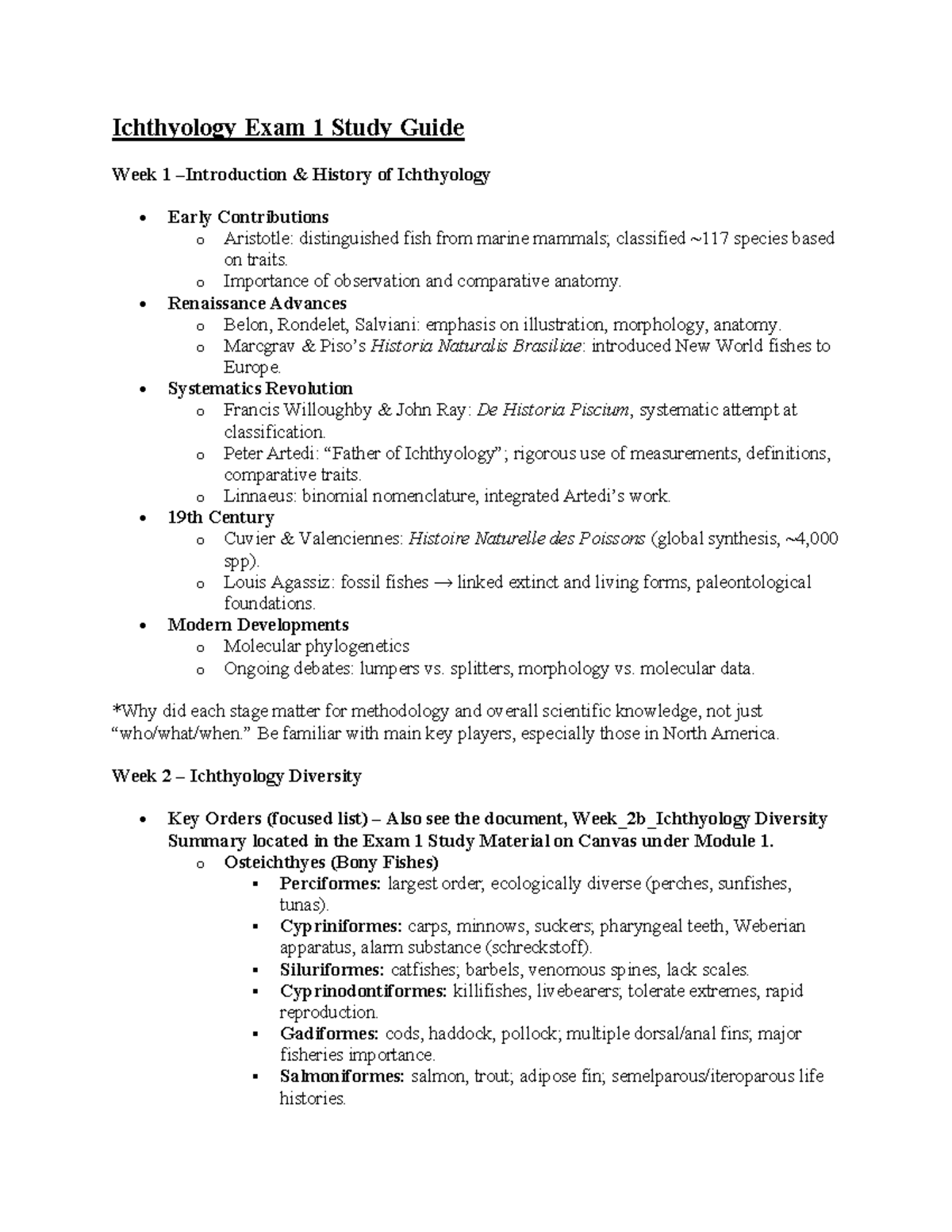 Ichthyology Exam 1 Study Guide: History, Diversity & Anatomy Insights ...