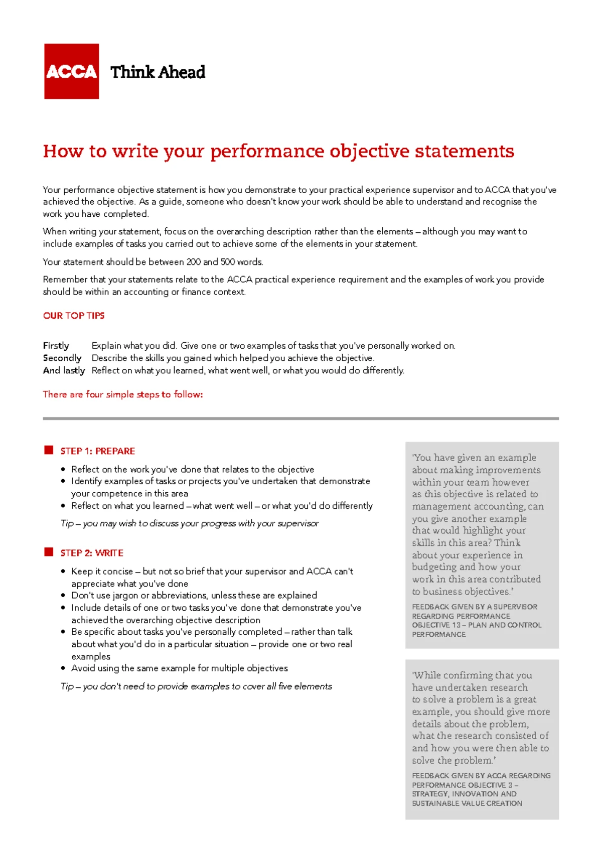 How To Write Performance Objective Statements Your Performance Objective Statement Is How You