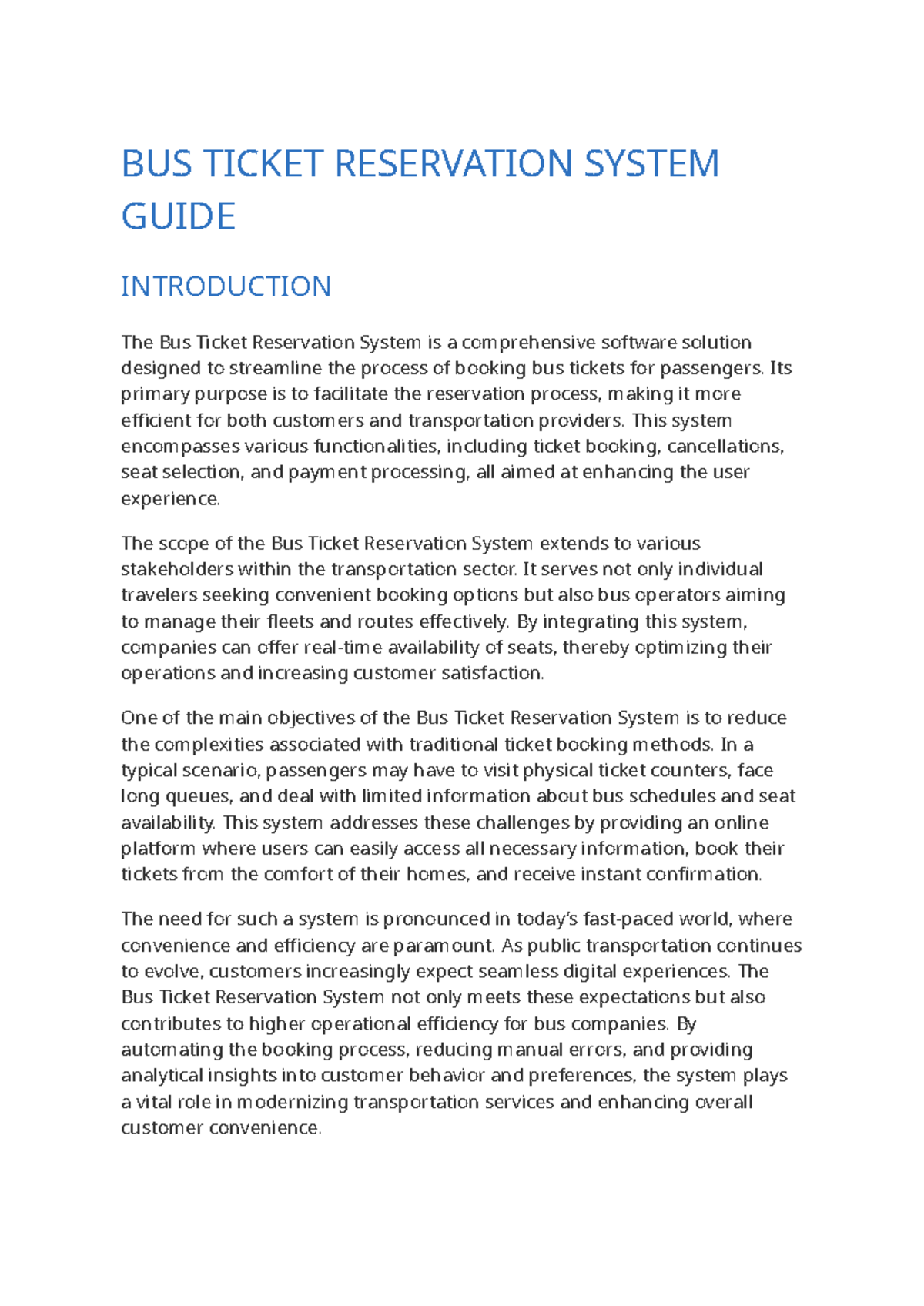 Bus Ticket Reservation System Guide - Its primary purpose is to ...