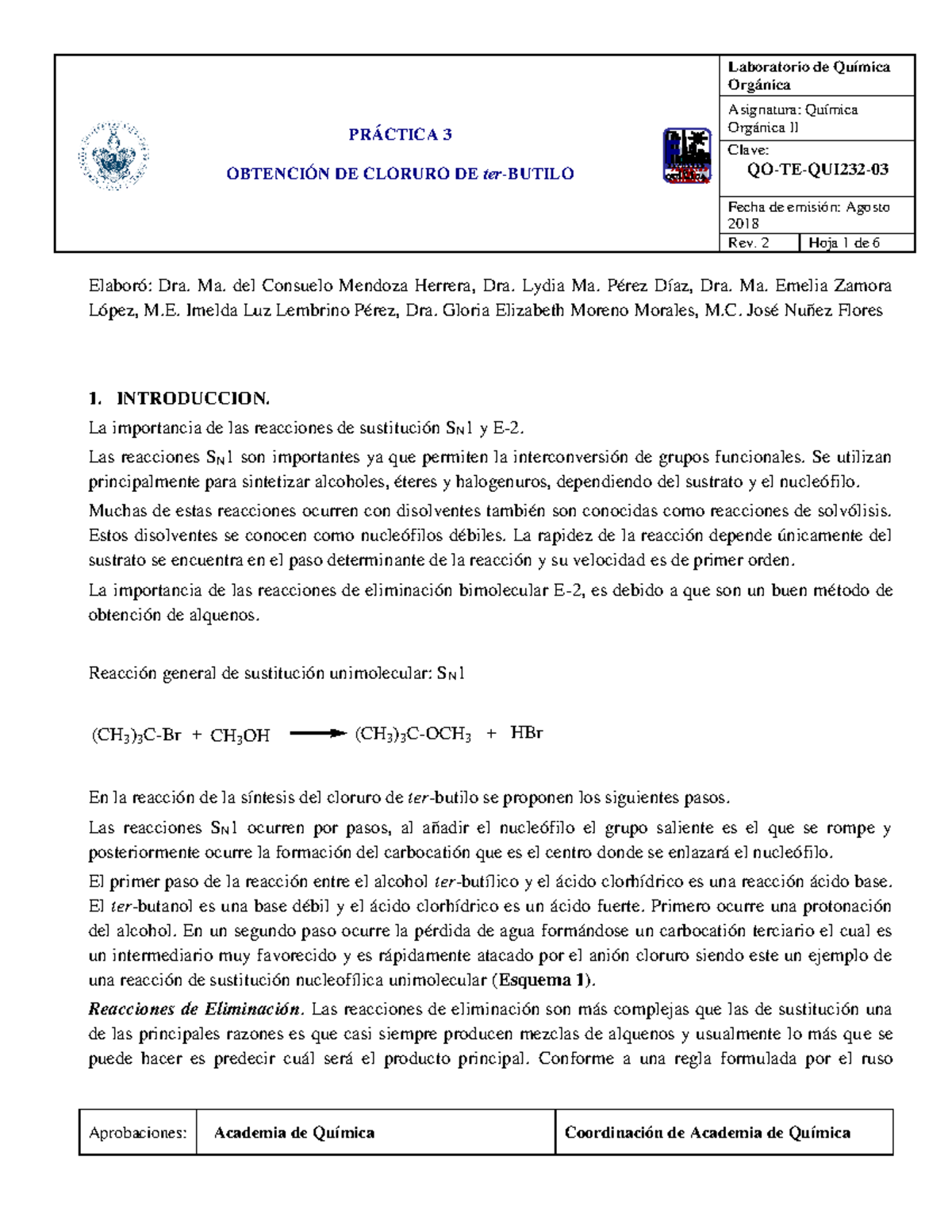Práctica 3: Obtención de Cloruro de Ter-butilo en Química Orgánica II ...