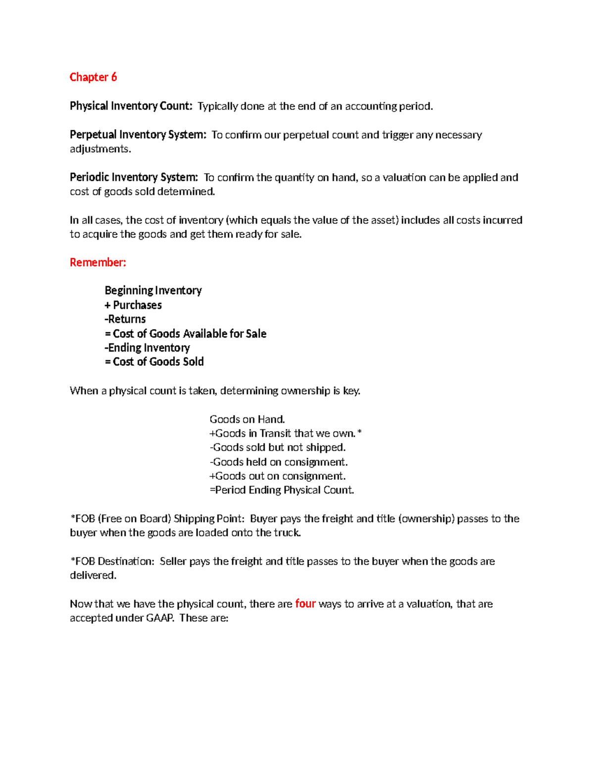 Chapter 6 Inventory Valuation Methods Cogs Analysis Studocu
