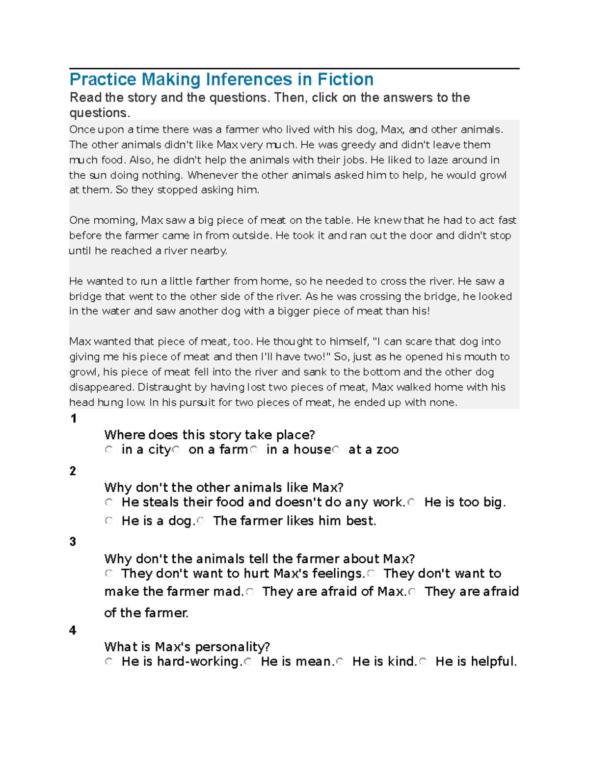 Practice Making Inferences in Fiction Chap 6 - Practice Making ...