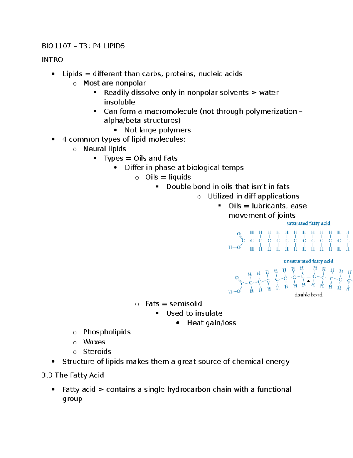 BIO1107 T3: Lipids and Their Biological Functions Explained - Studocu