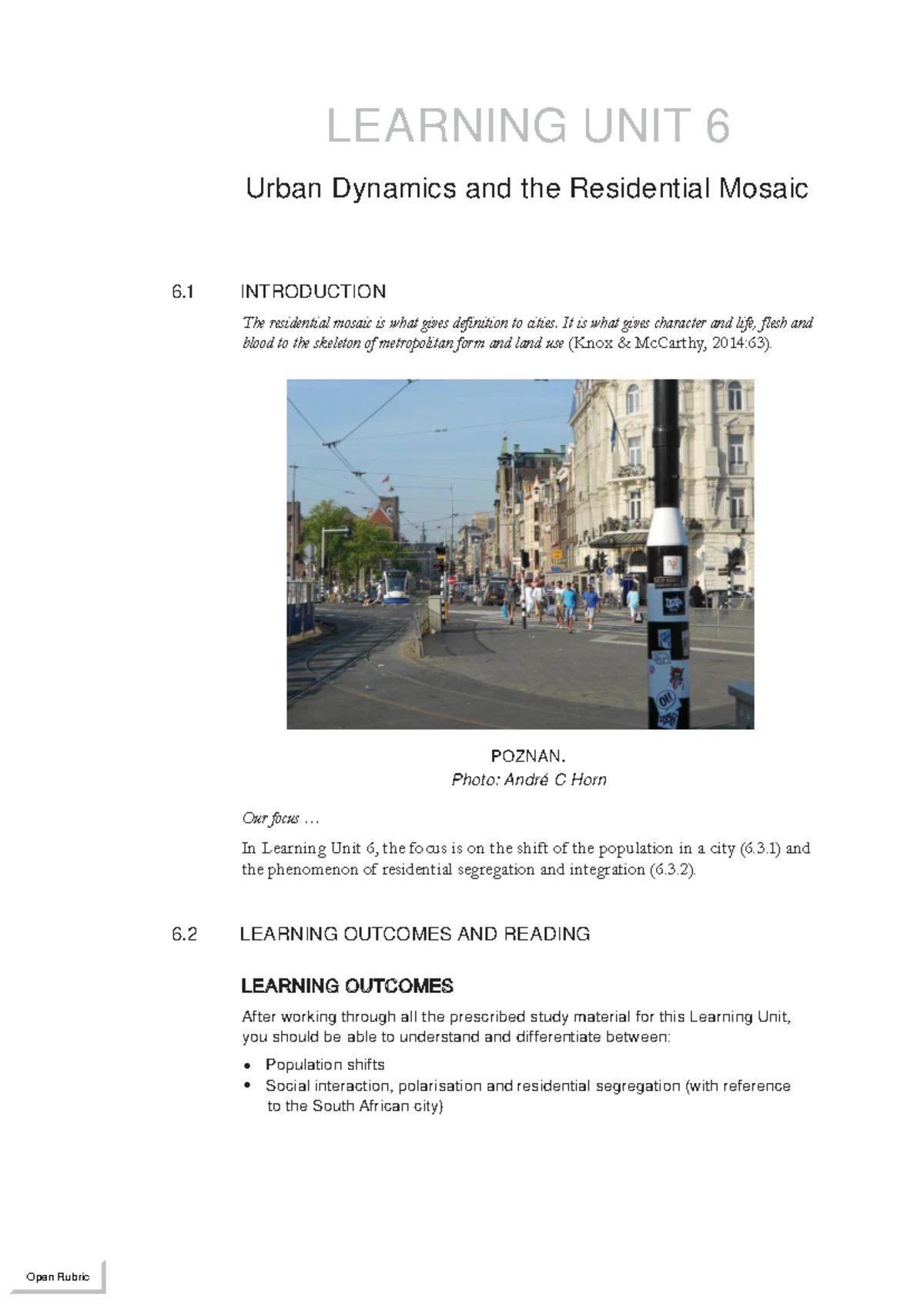 Learning UNIT 1 - Summary - 1 LEARNING UNIT 1 Urbanisation and Urban Geography 1. 1 INTRODUCTION ...