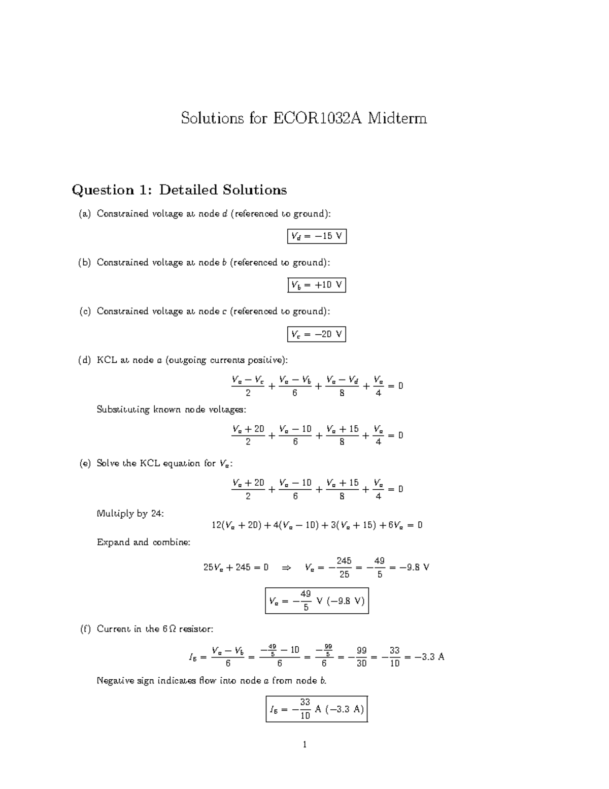 ECOR1032A Midterm Solutions: Detailed Analysis of Questions 1 & 2 - Studocu