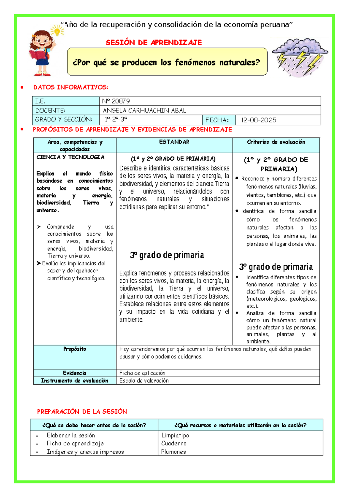 Sesión D3 CT: Comprendiendo los Fenómenos Naturales en 1º y 2º Grado ...