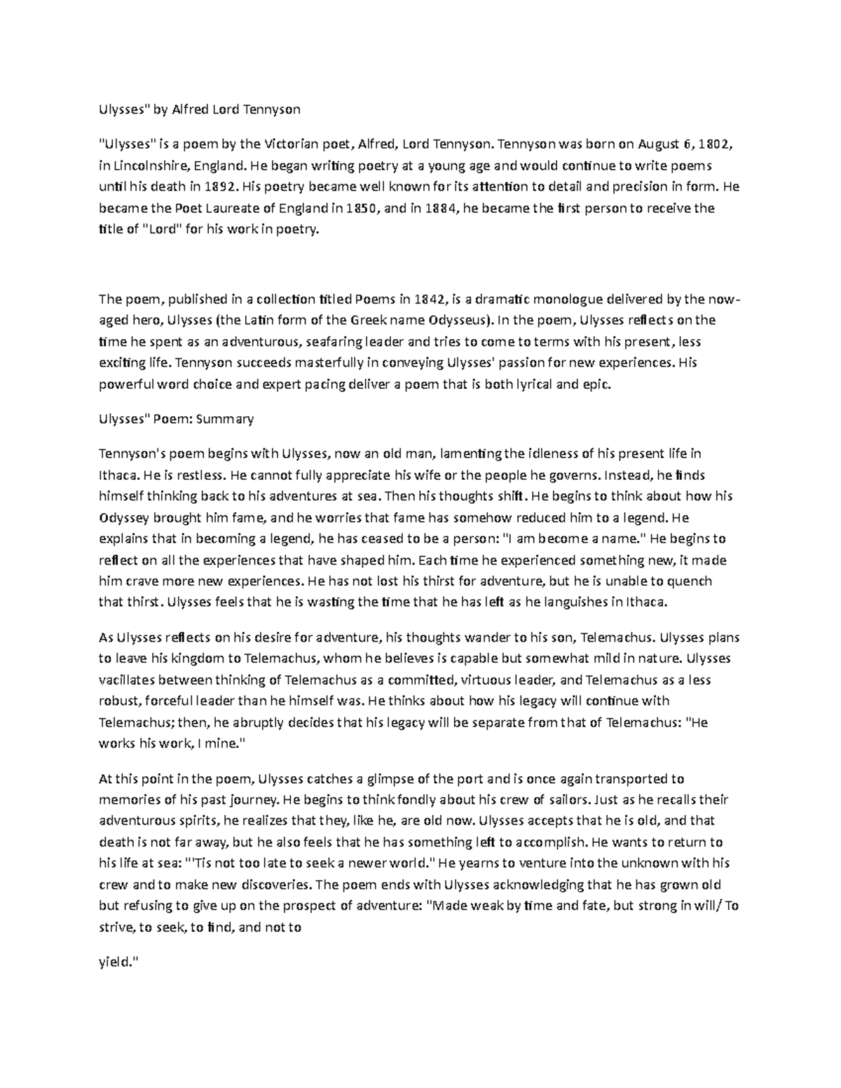Ulysses Poem Summary - Analysis of Tennyson's Themes in Literature ...