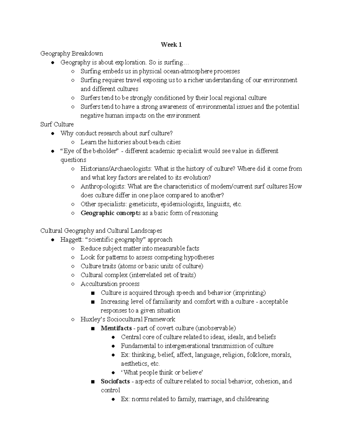 Geography of Surfing (GEOG 101) - Lecture Notes Overview - Studocu