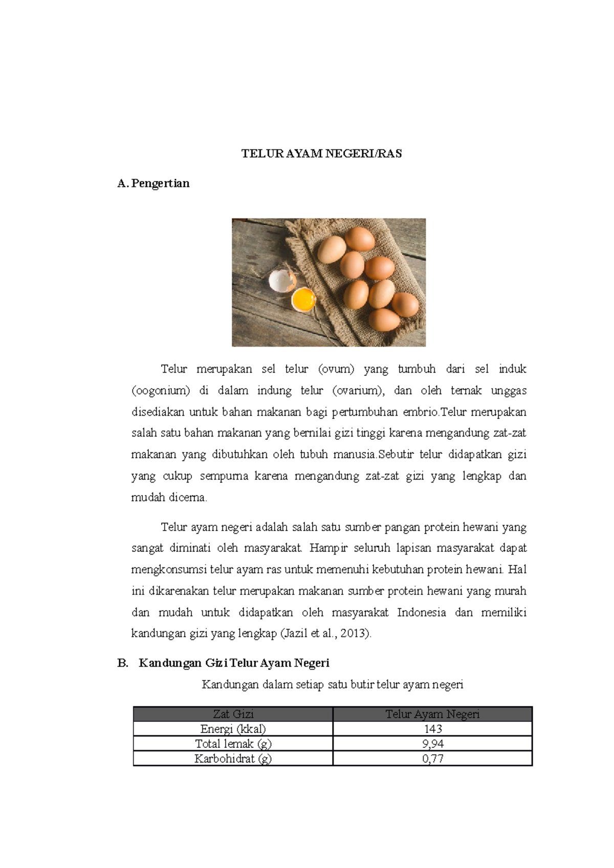 Kandungan Nutrisi dan Manfaat Telur Ayam Negeri: Sebuah Tinjauan - Studocu