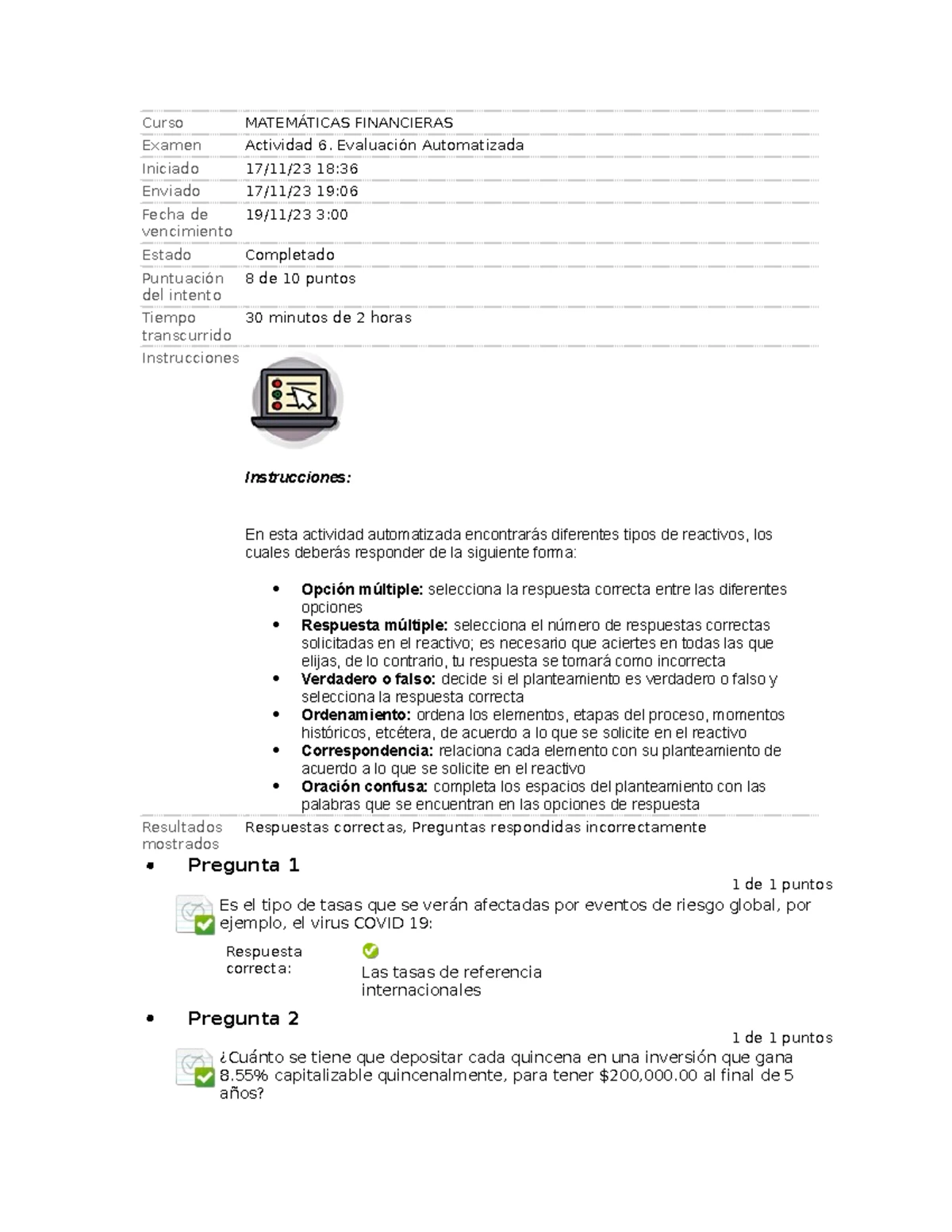 Matematicas Financieras Actividad 12. Automatizada - 10/12/22, 22:16 ...