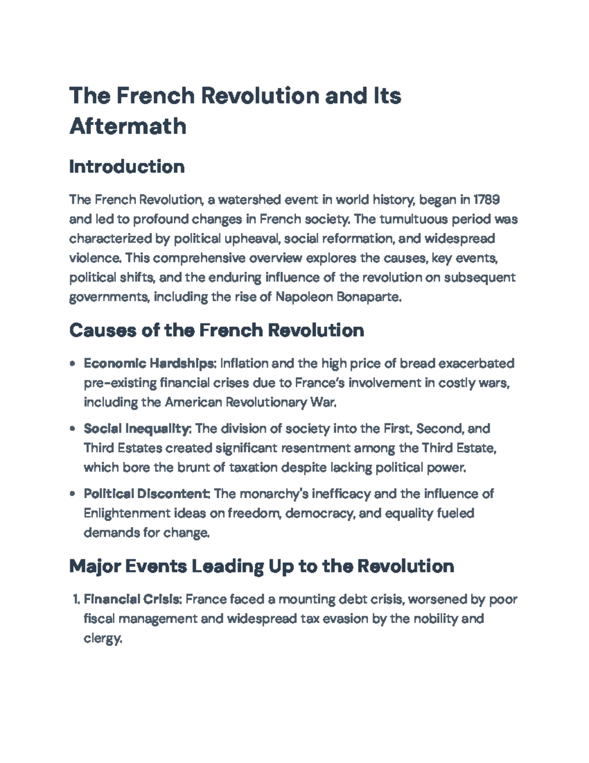 The French Revolution: Causes, Key Events, and Napoleon's Rise - The ...