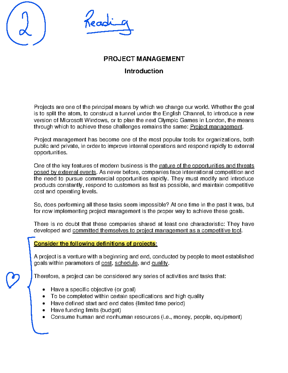 Introduction - PROJECT MANAGEMENT Introduction Projects are one of the ...