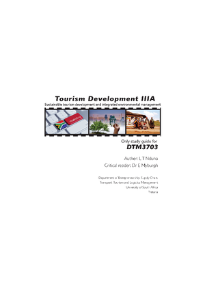 [Solved] SGD goals - Sustainable Tourism Development IIIA (DTM3703 ...
