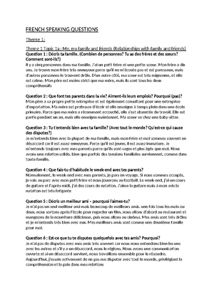 New french speaking - AQA FRENCH GCSE GENERAL CONVERSATION PRACTICE ...