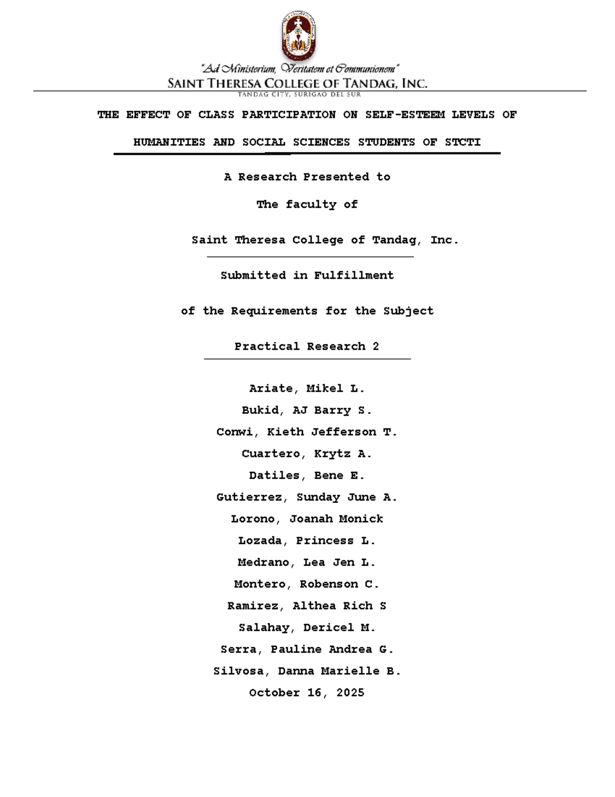 The Impact of Class Participation on HUMSS Students' Academic ...
