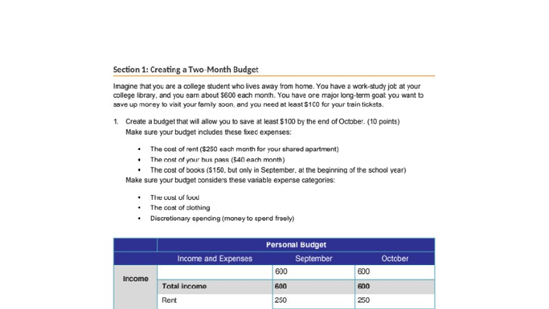 Creating a Budget: Assignment Guide for College Students - Studocu