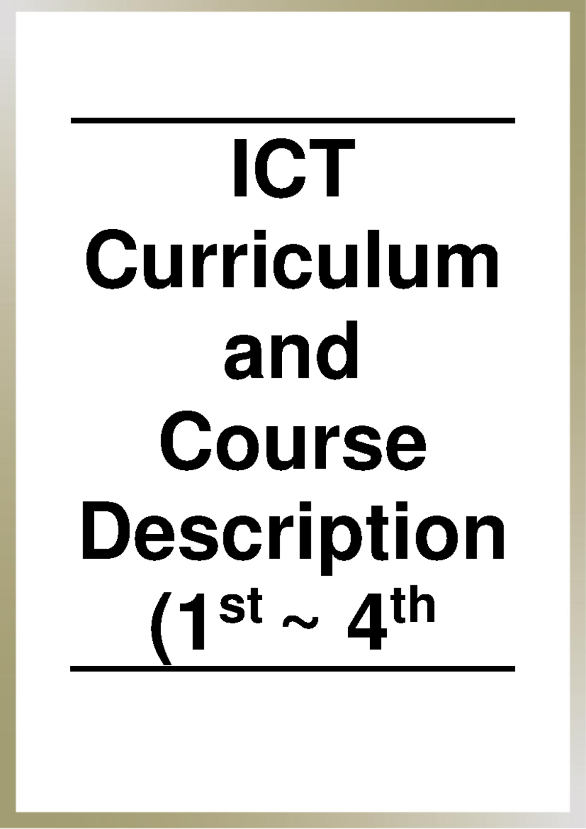 ICT Curriculum Overview for Higher Diploma (Bachelor) - August 2019 ...