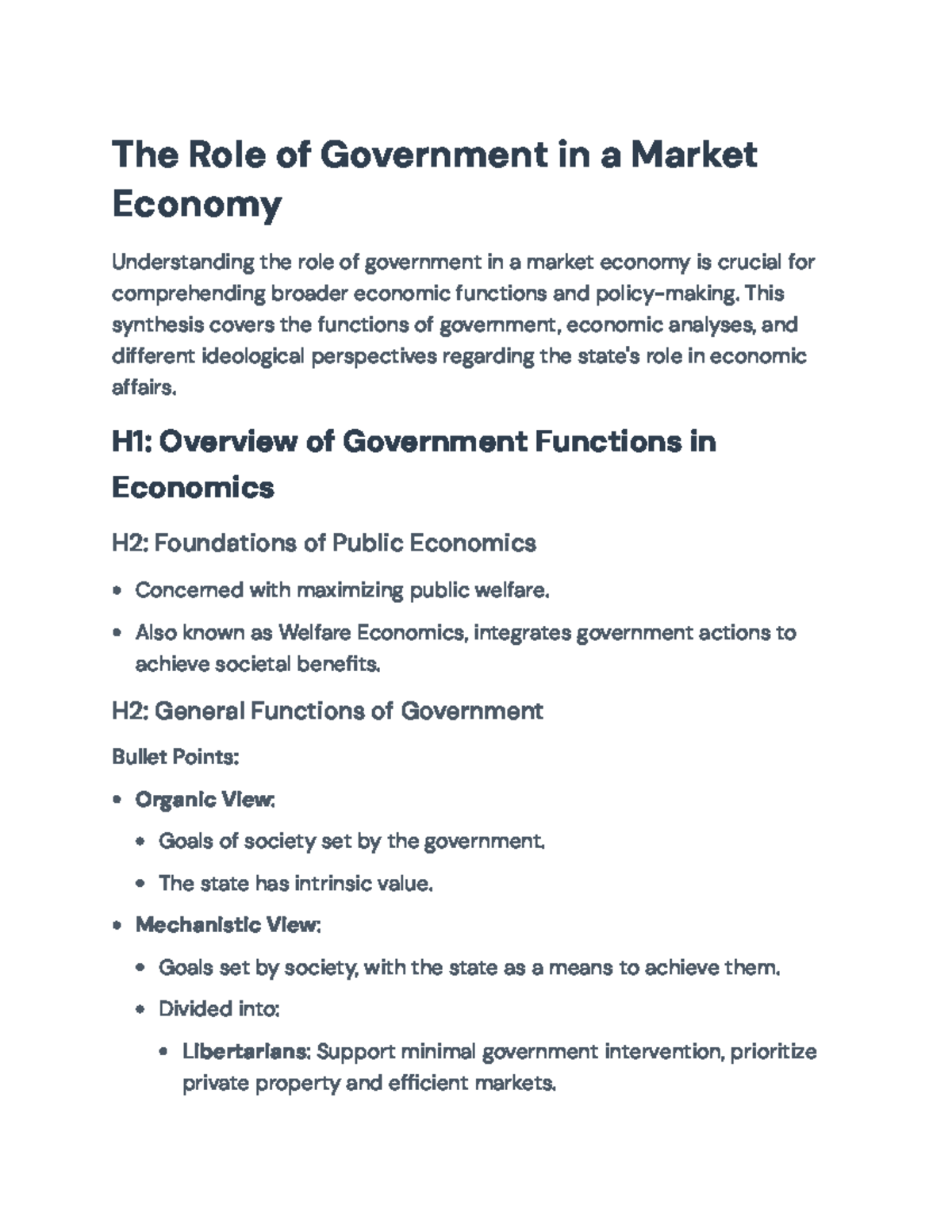 The Role of Government in Market Economy: Functions and Implications ...