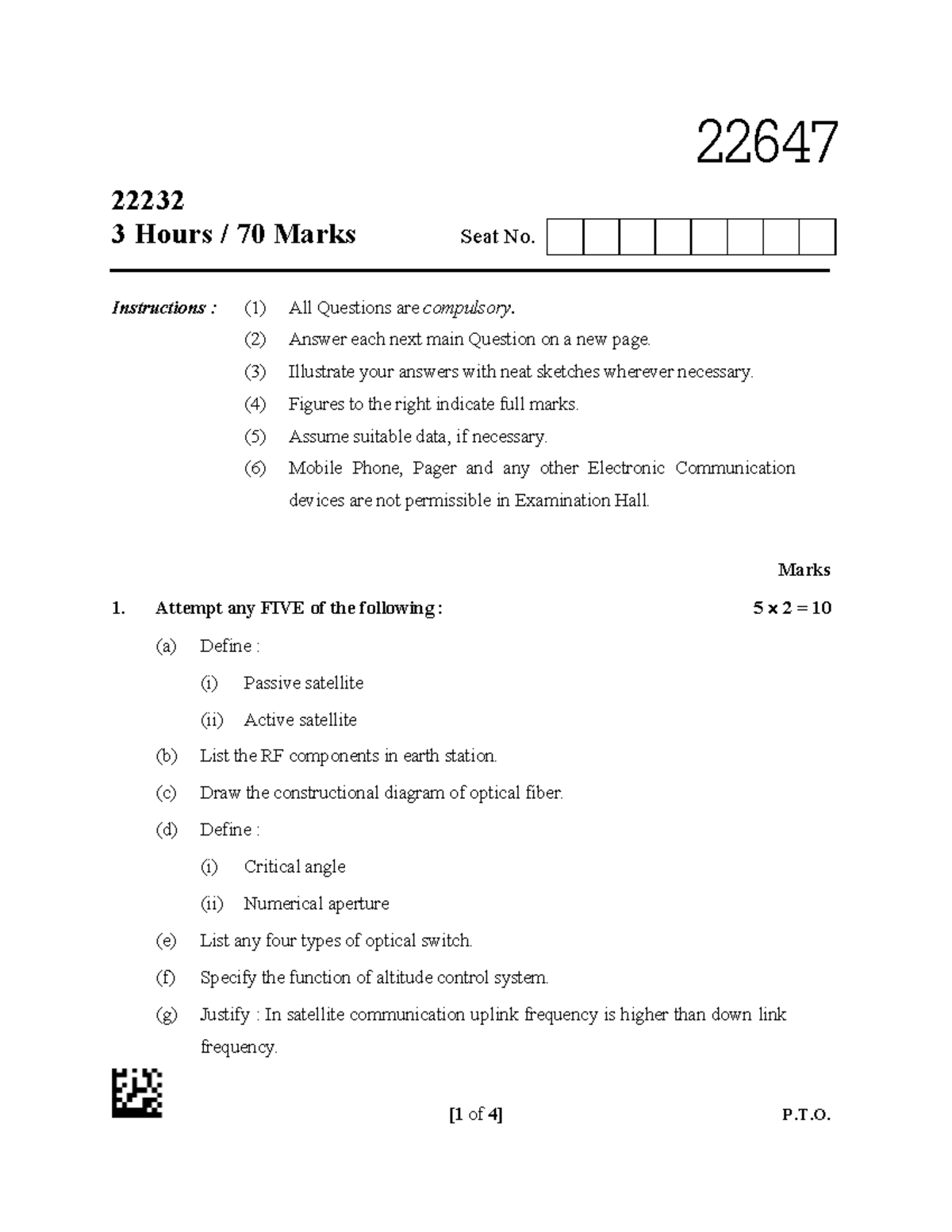 22647-Summer-2023-Question-Paper-Optical-Fiber-Communication - Studocu