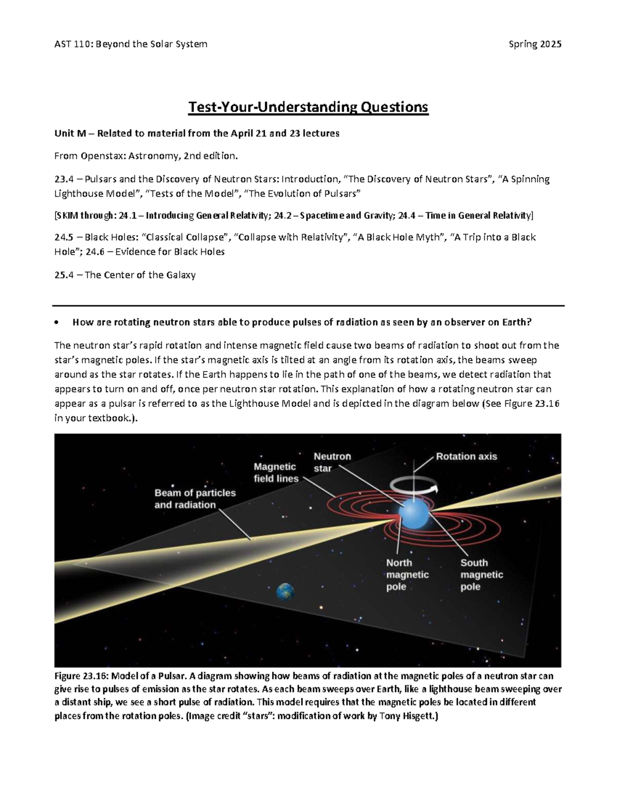 AST 110: Final Exam Review on Neutron Stars and Black Holes - Test-Your ...