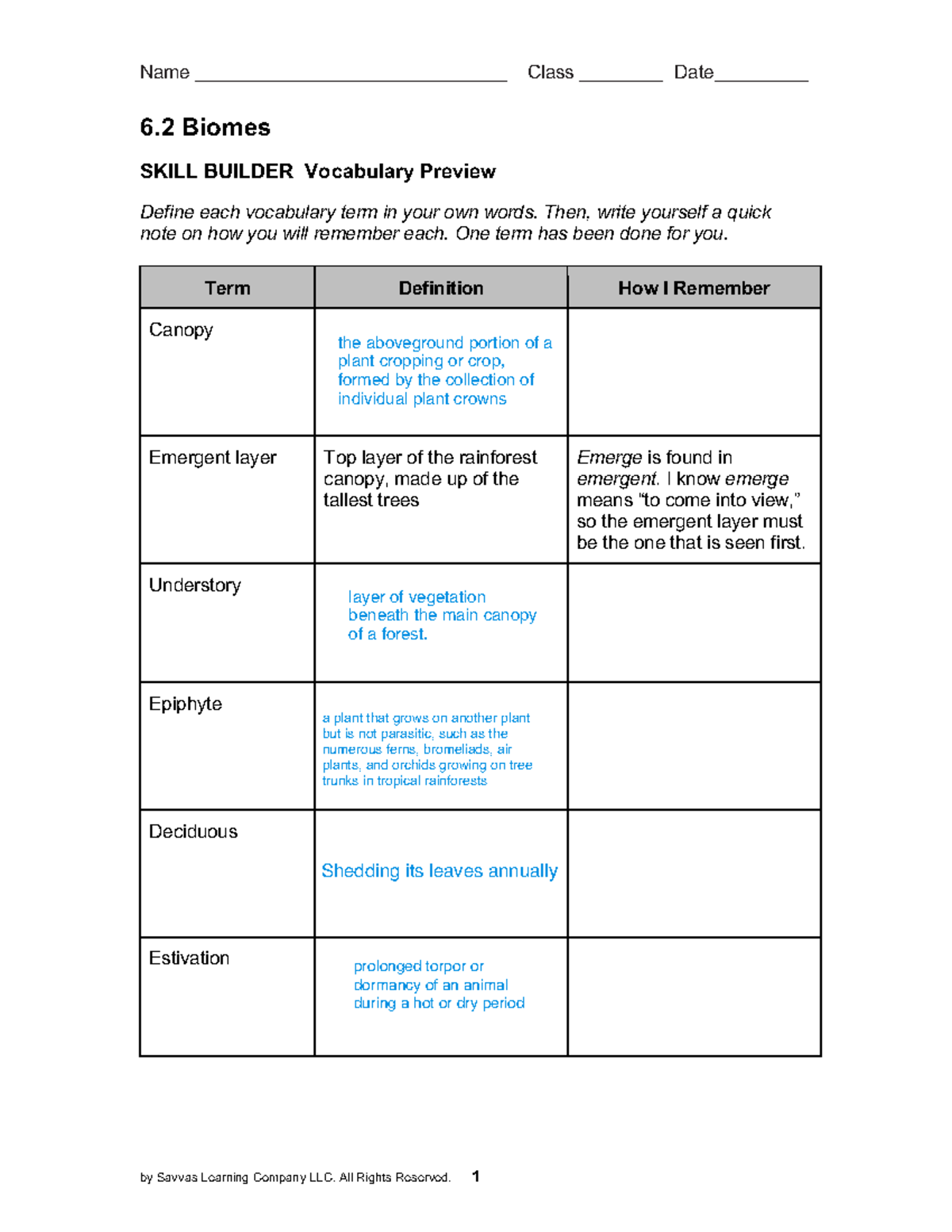 6.2 Biomes: Vocabulary and Reading Strategies Worksheet - Studocu