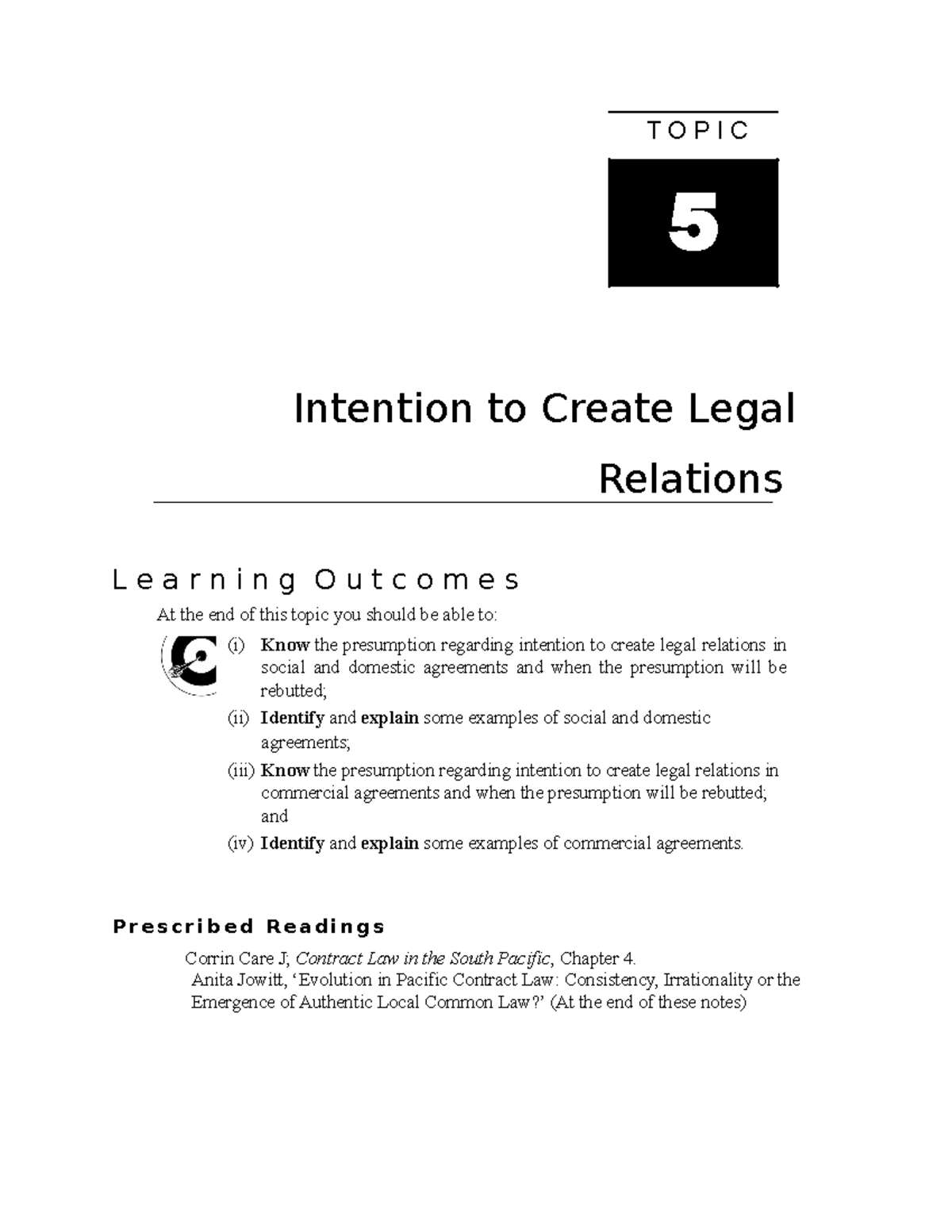 Topic 5: Understanding Legal Relations and Contract Formation - Studocu