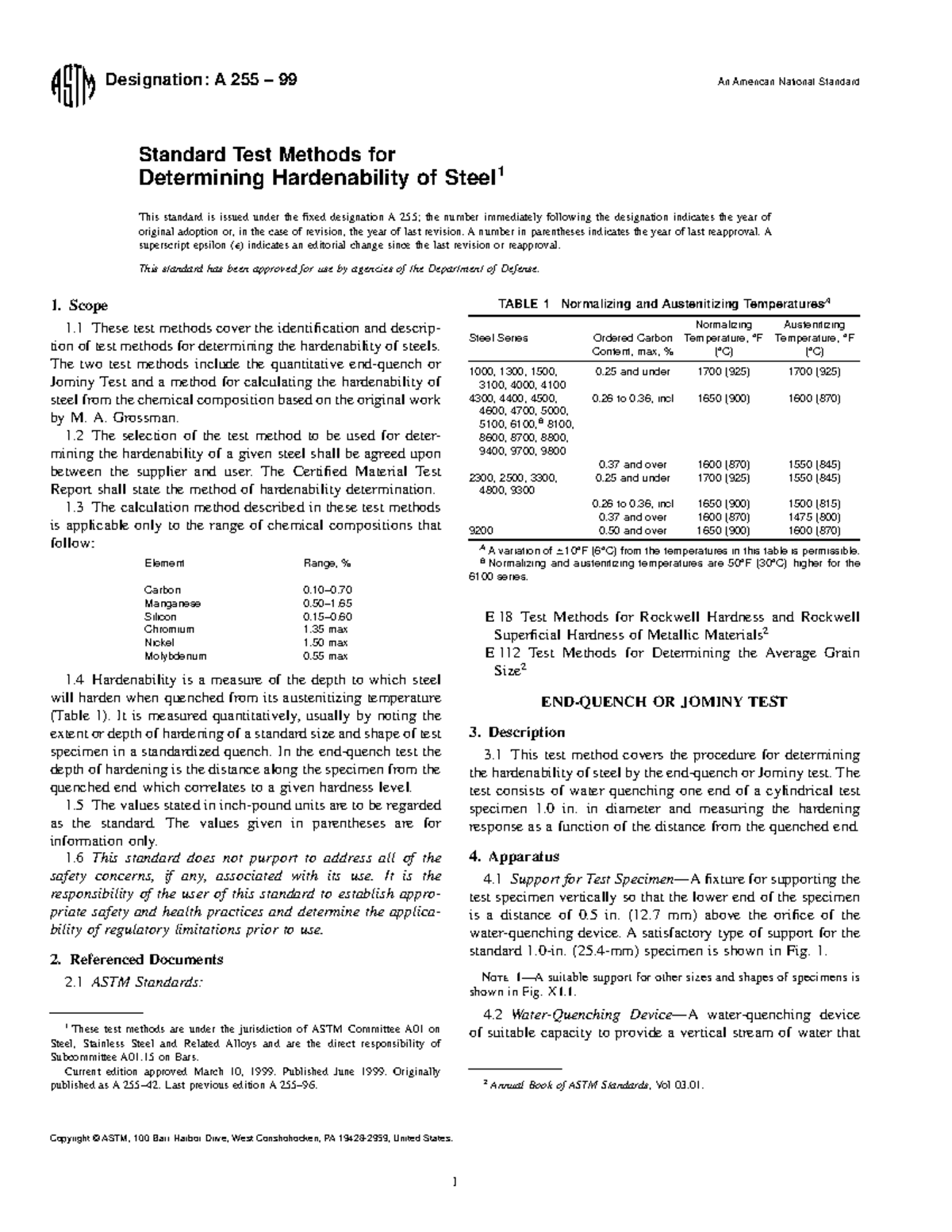 ASTM A255 - Designation: A 255 – 99 An American National Standard ...