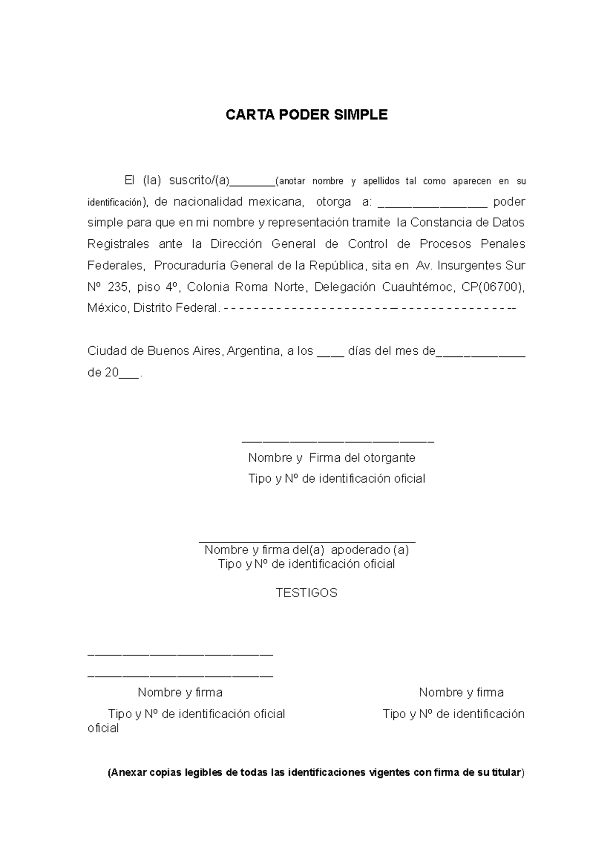 Simple - UNA CARTA PODER PARA CEDER LOS DERECHO Y QUE ALGUIEN MAS PUEDA ...