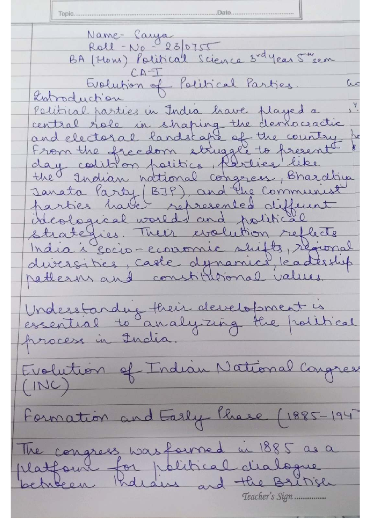 Evolution of Political Parties in India - BA (Hons) Political Science ...