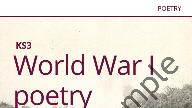 World War I Poetry Pack Sample: Lessons & Analysis 2022 108286 - Studocu