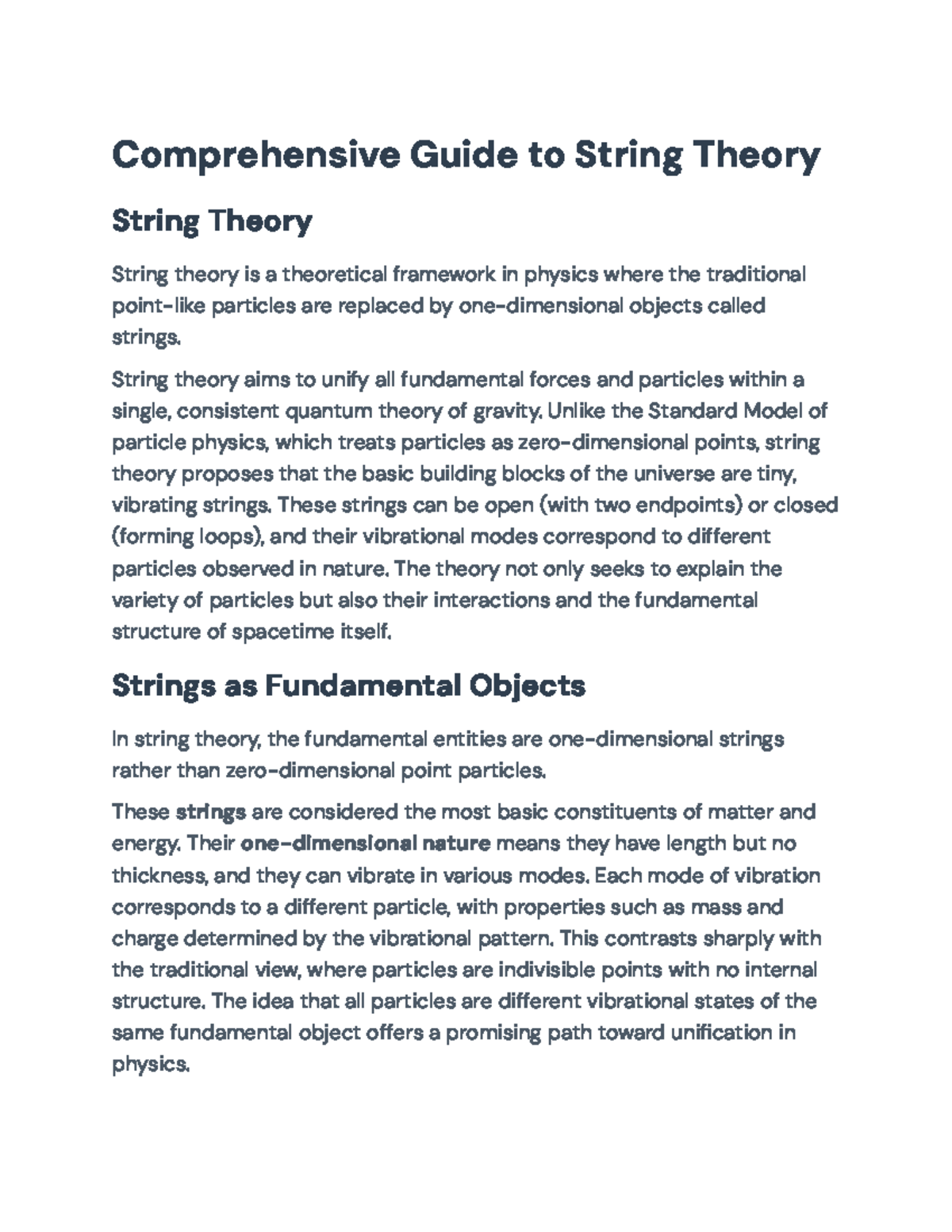 Comprehensive Guide to String Theory: Unifying Forces in Physics - Studocu