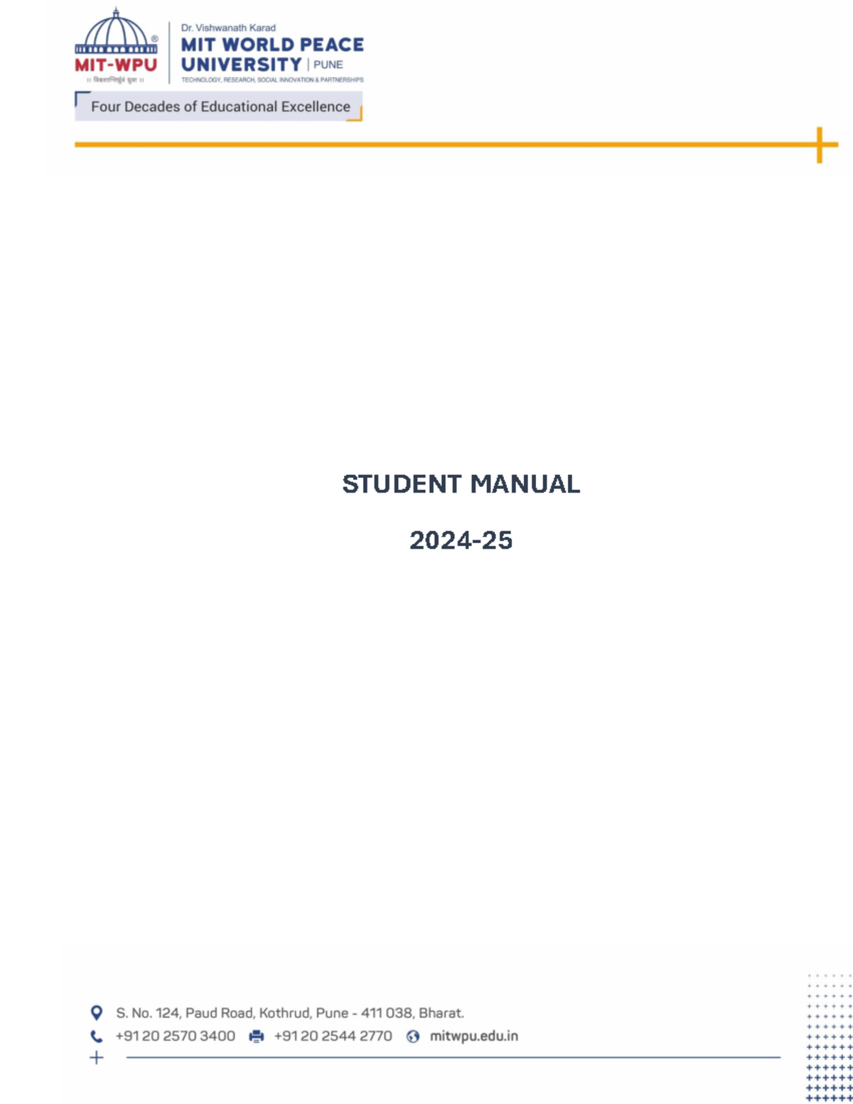 Draft Student Manual 2024-25: Guidelines and Messages from Leadership ...