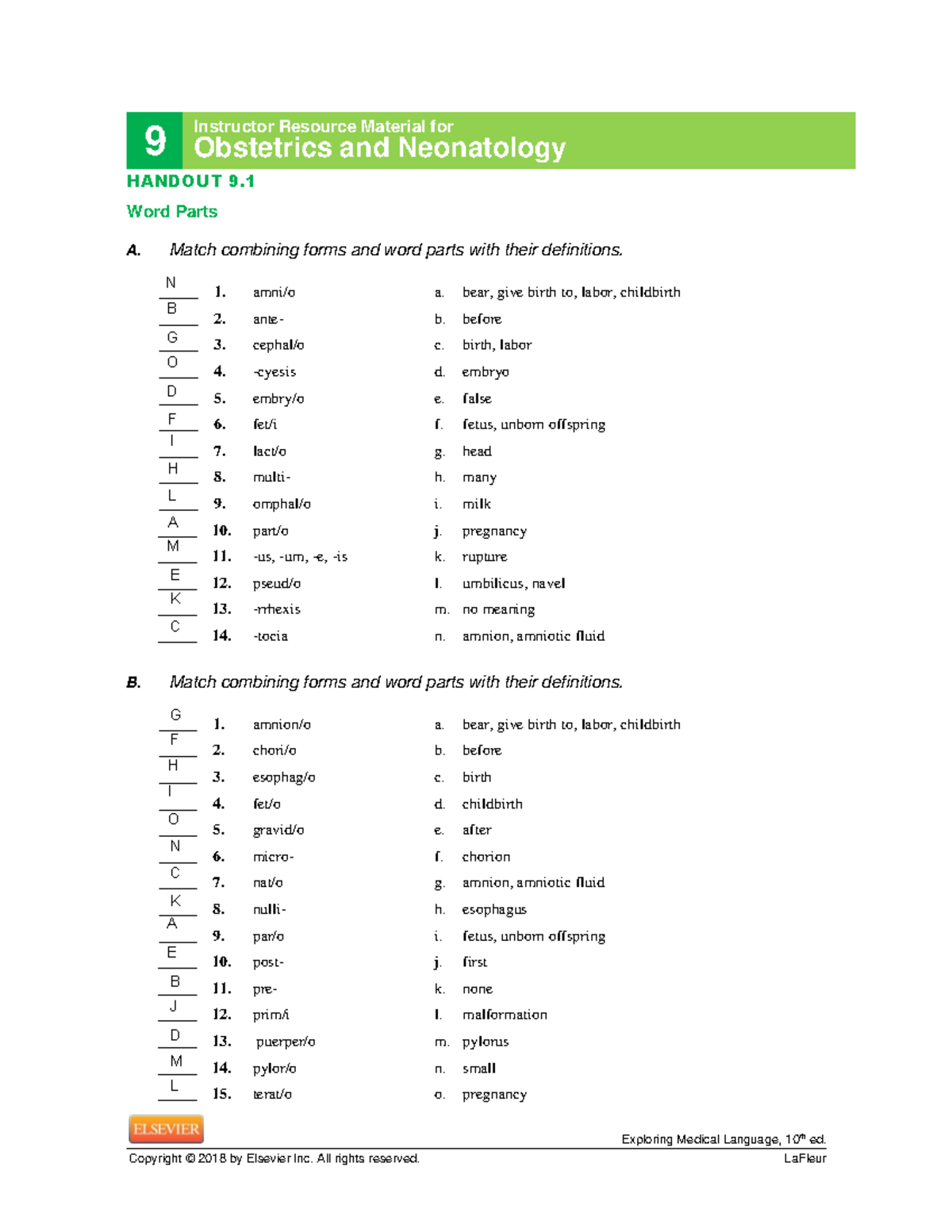 Obstetrics and Neonatology Ch. 9 Worksheet - Medical Language ...