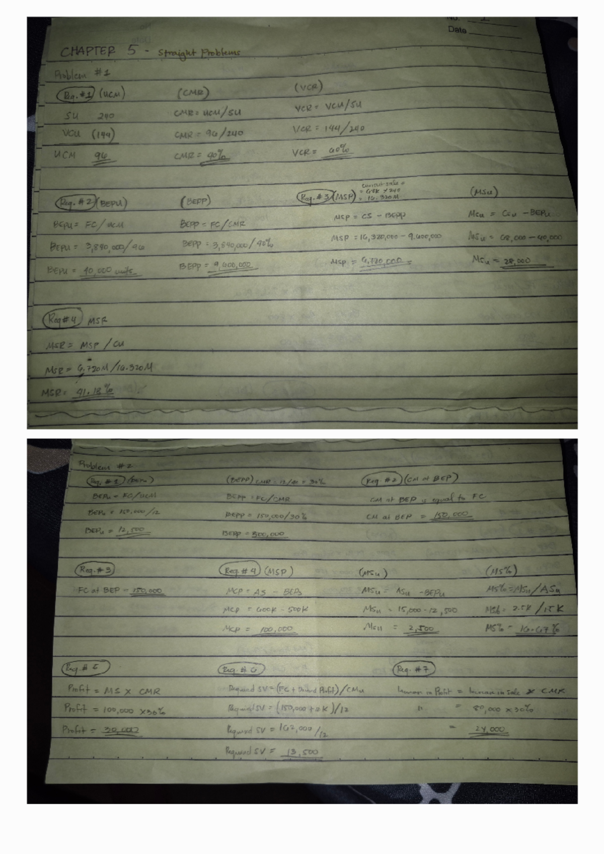 Chapter 5 SP - maa - Date CHAPTER 5 Straight Problems Problem Reg. (UCM) (CMR) (VCR) su 240 VCR ...