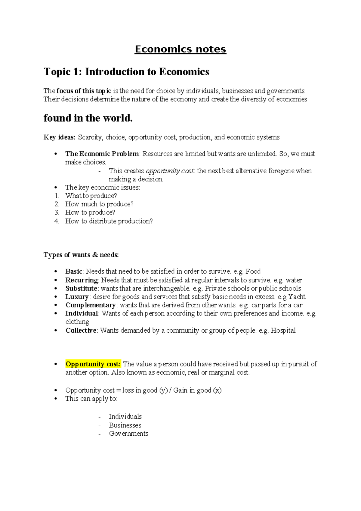 Economics Final Exam Notes: Key Concepts and Theories - Studocu