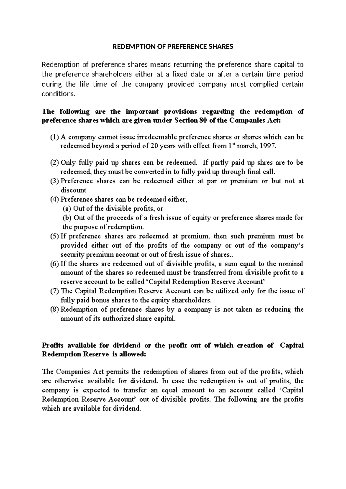 Redemption of Preference Shares: Key Provisions & Accounting Entries ...