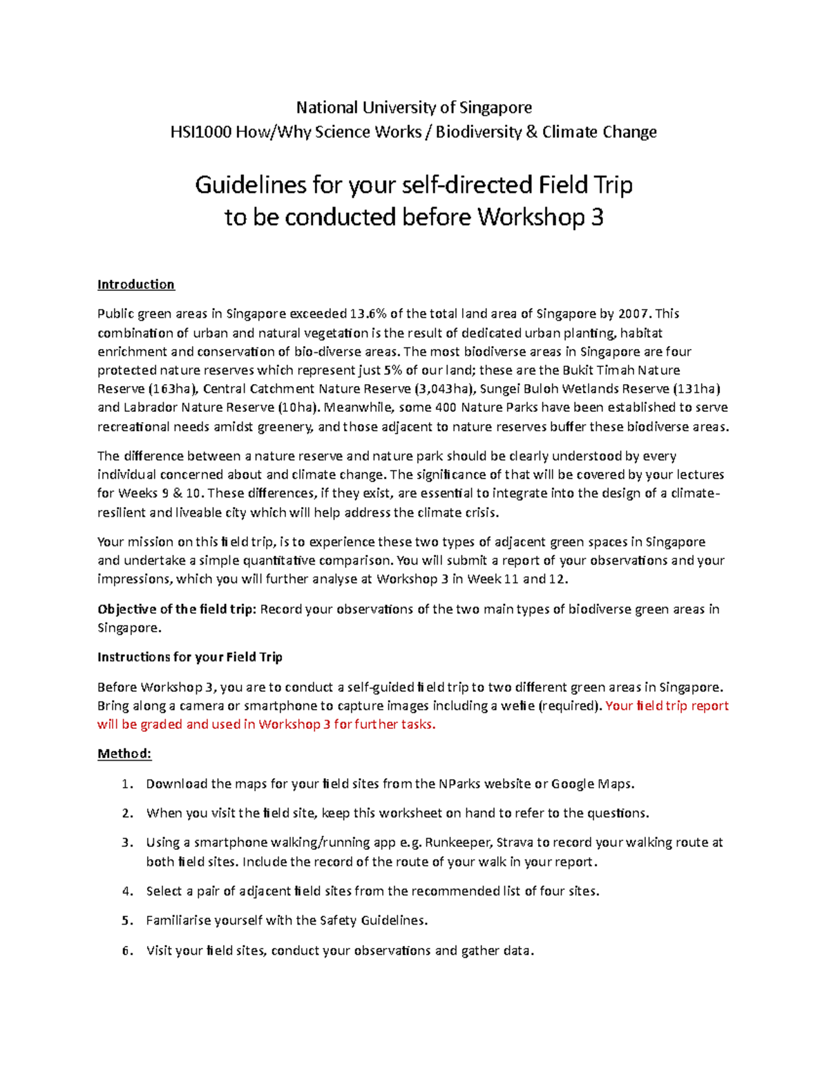 HSI1000 Assignment 3: Field Trip Guidelines & Instructions 2022 - Studocu