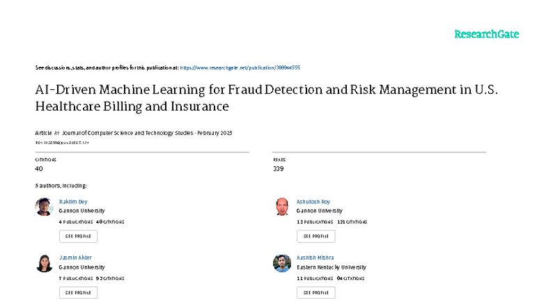 AI-Driven Machine Learning for Fraud Detection in U.S. Healthcare ...