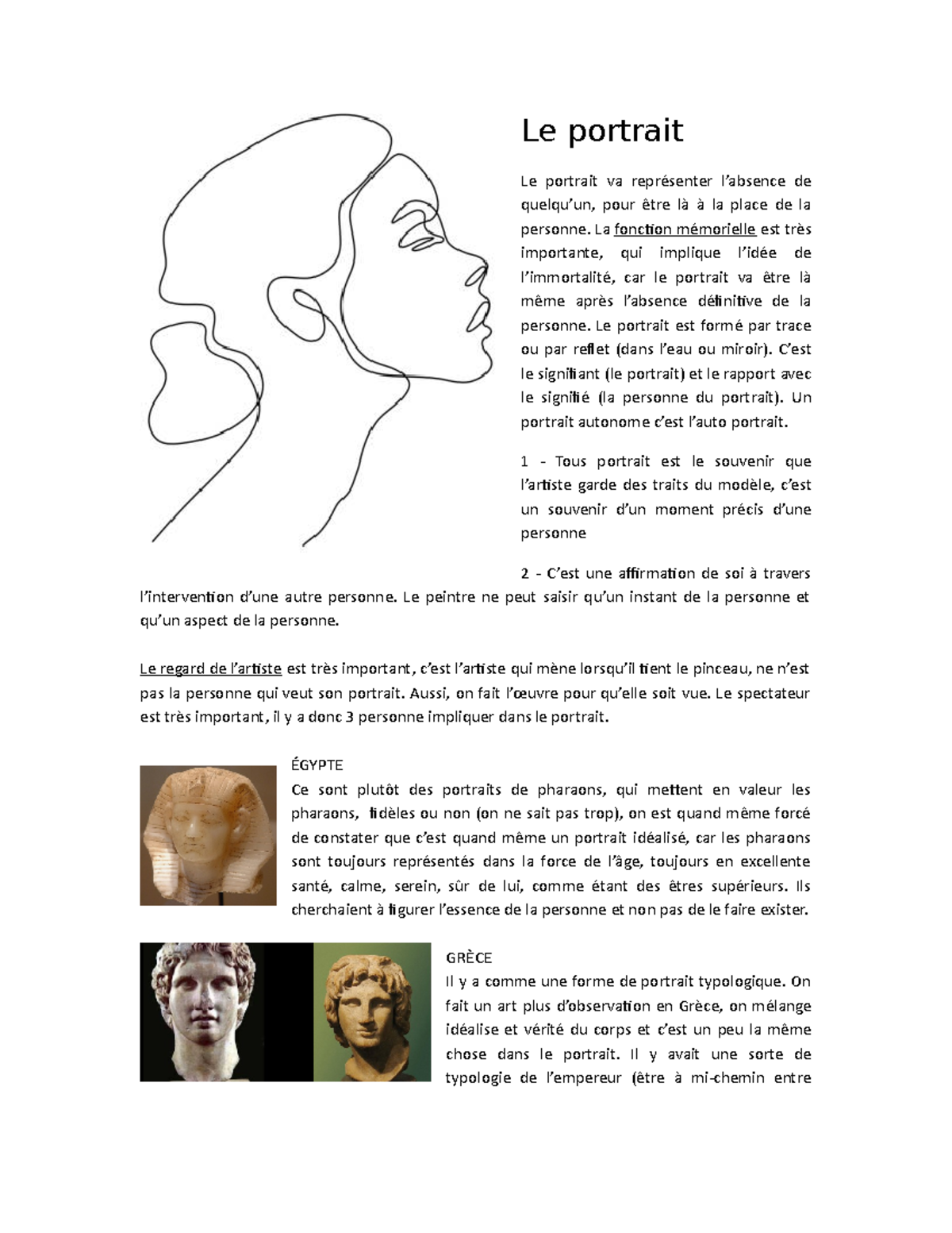 Révision examen final - Le portrait Le portrait va représenter l ...