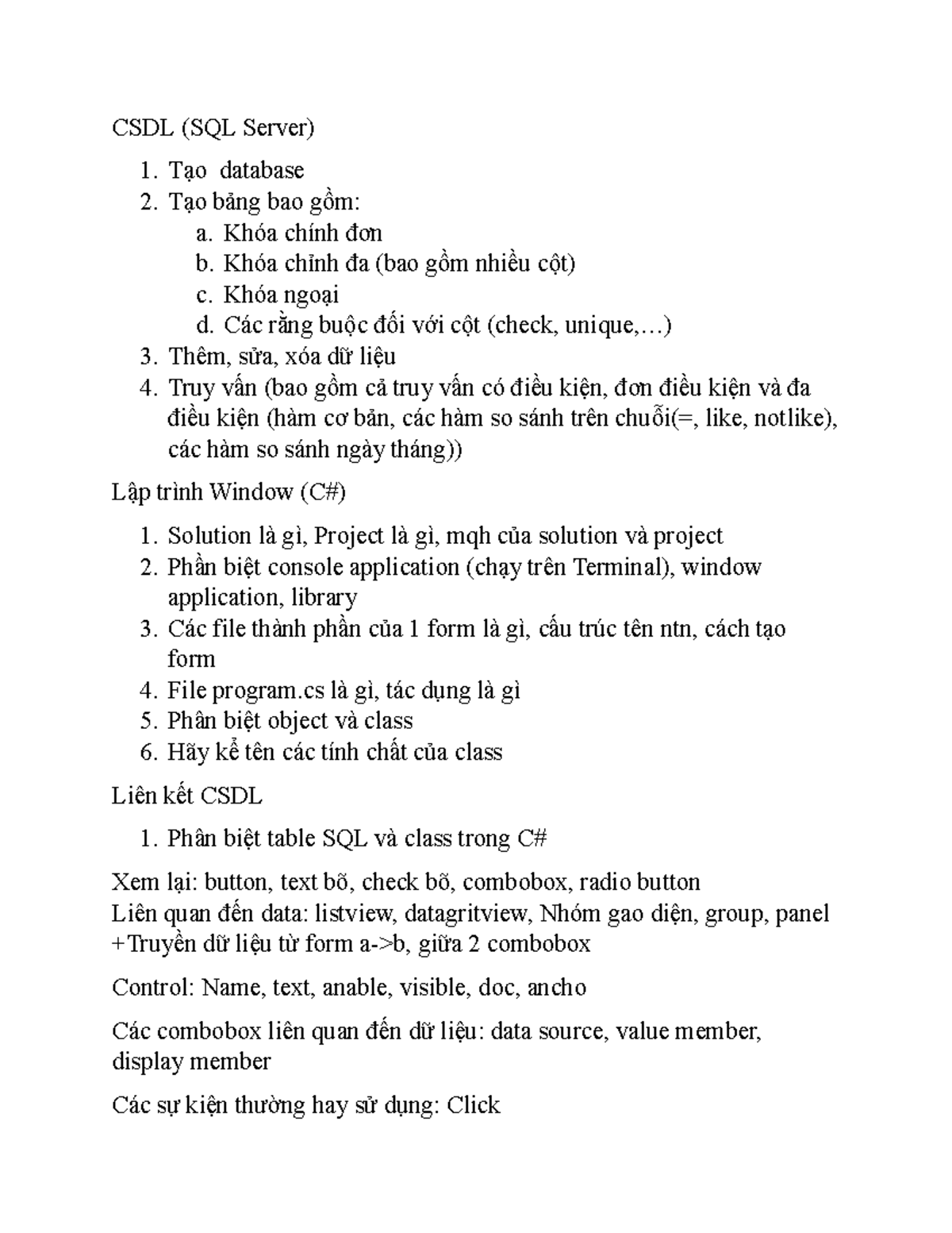 CSDL 1: Hướng dẫn tạo và quản lý cơ sở dữ liệu SQL Server - Studocu