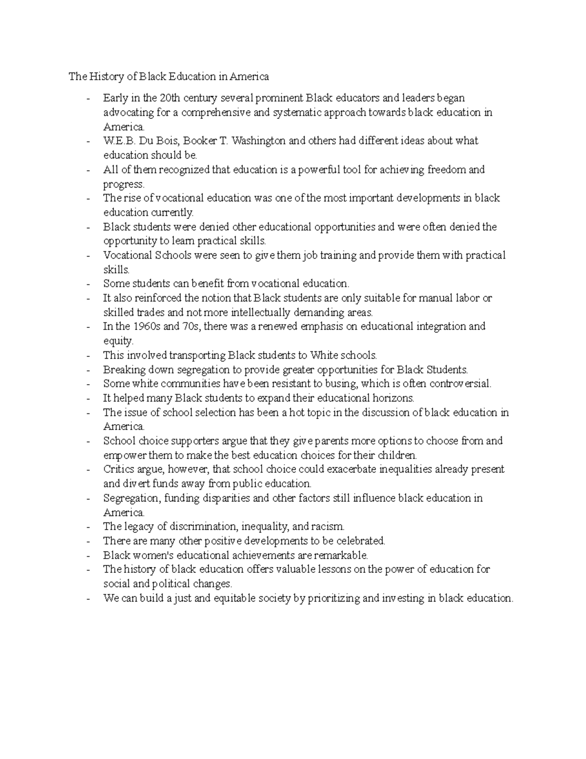 HIS 322 AFRO History Notes 19 - The History of Black Education in ...