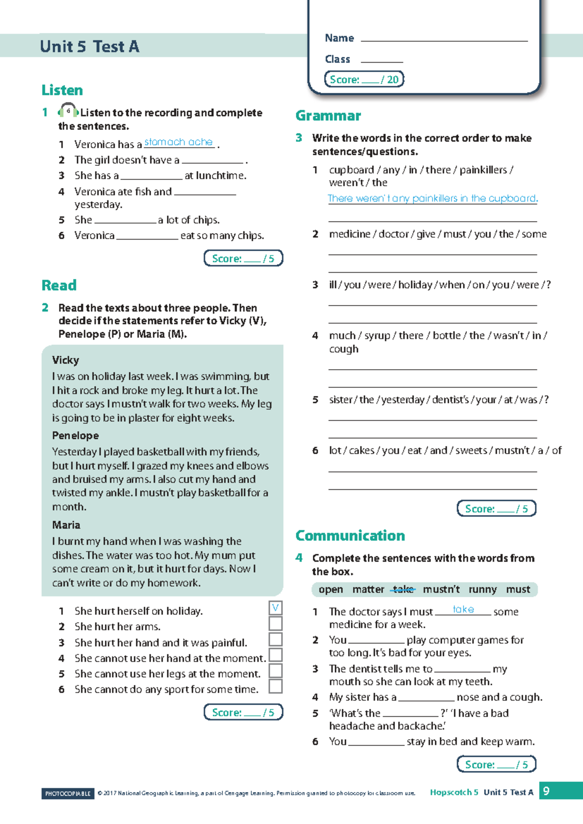 Unit 5 test group A: Listening and grammar assessment - Studocu