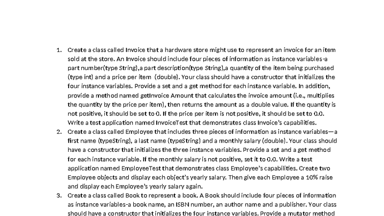 Lab Assignment 1: Object-Oriented Programming Concepts in Java - Studocu