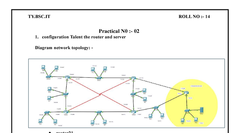 TY.BSC.IT ROLL NO 14 Practical No 02: Router & Server Configuration ...