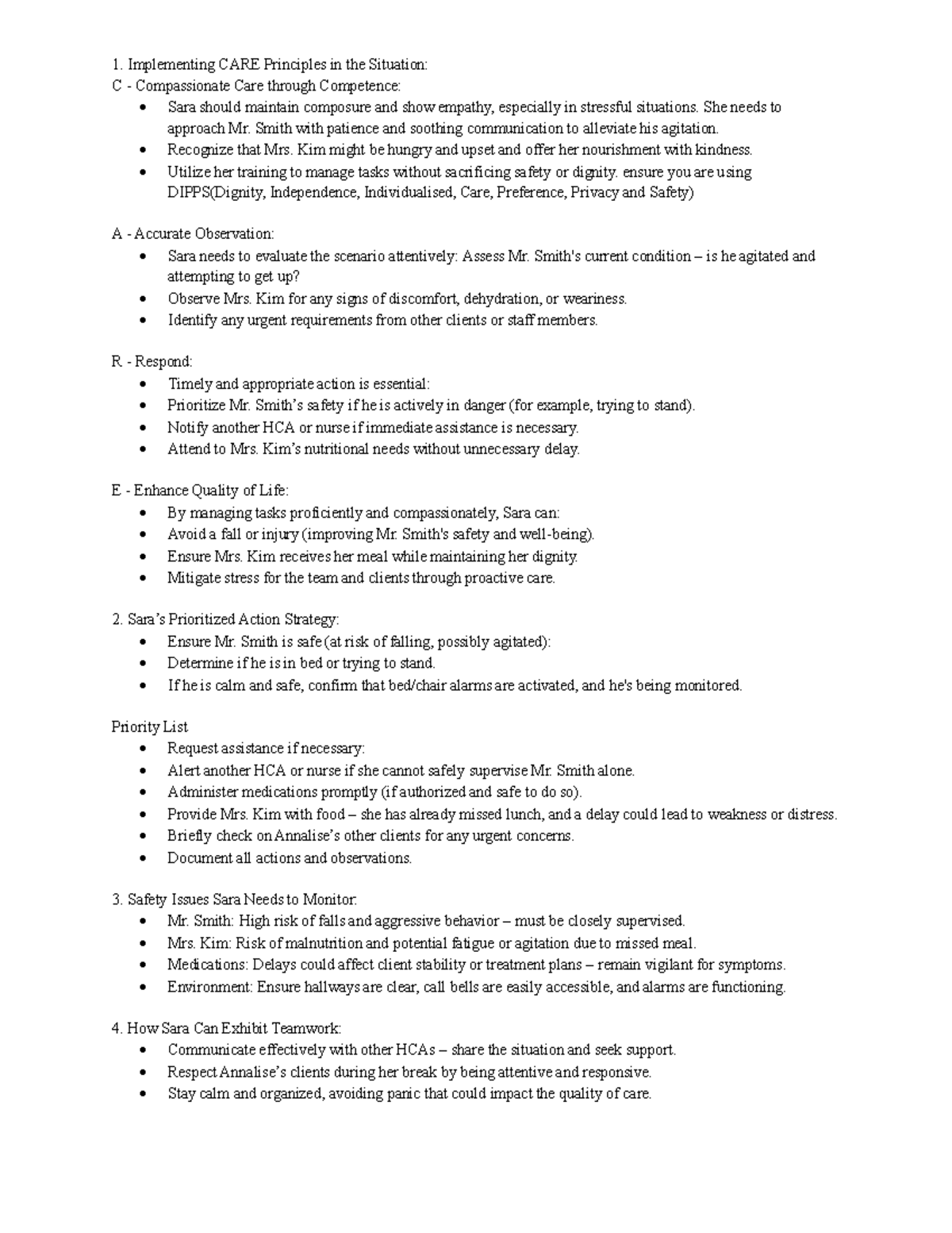 Andrews CARE Assignment: Implementing Compassionate Care Principles ...