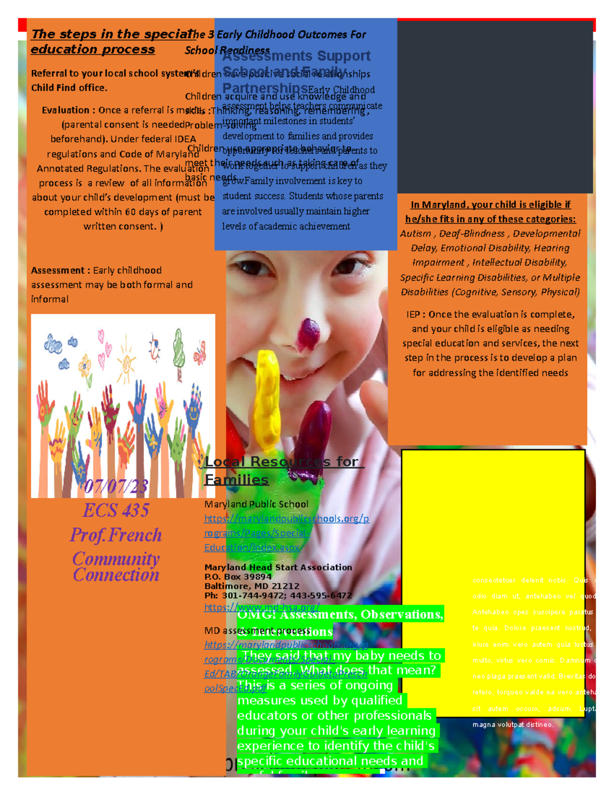 ECS 435 - Early Childhood Assessment & Development Resources Guide - Studocu