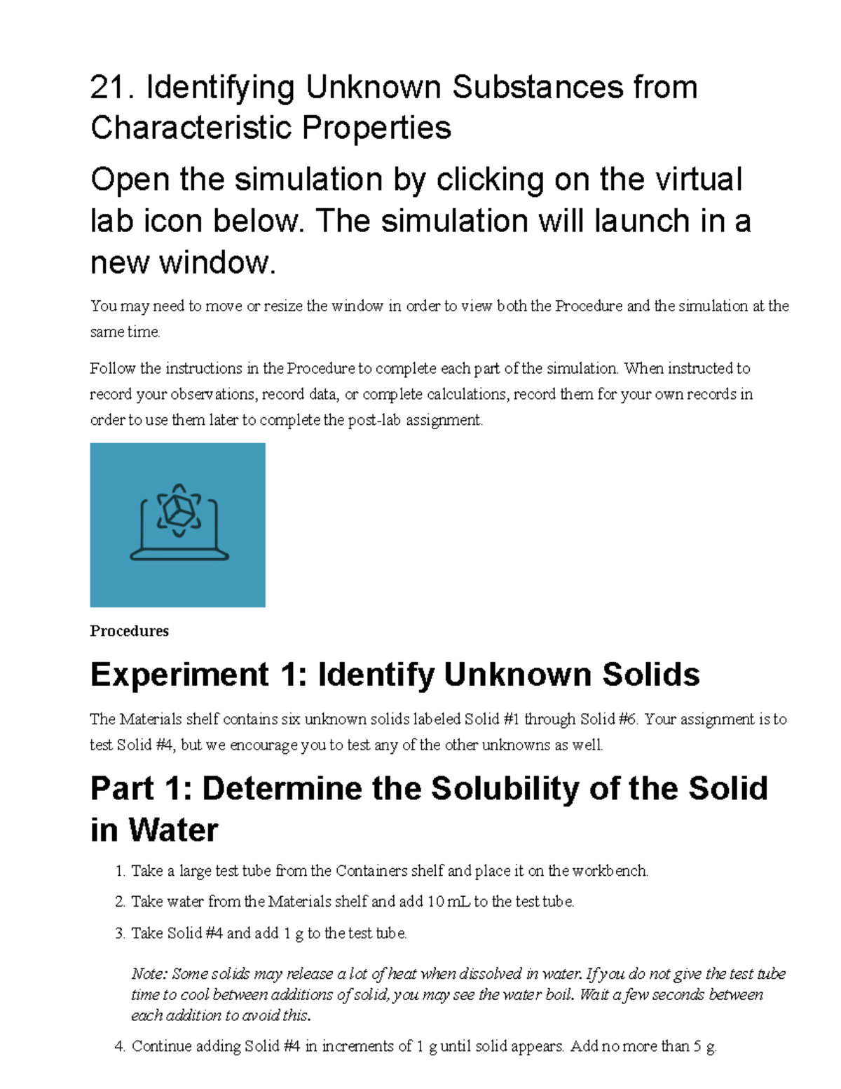 Identifying Unknown Solids: A Guide to Hayden-McNeil Virtual Lab - Studocu