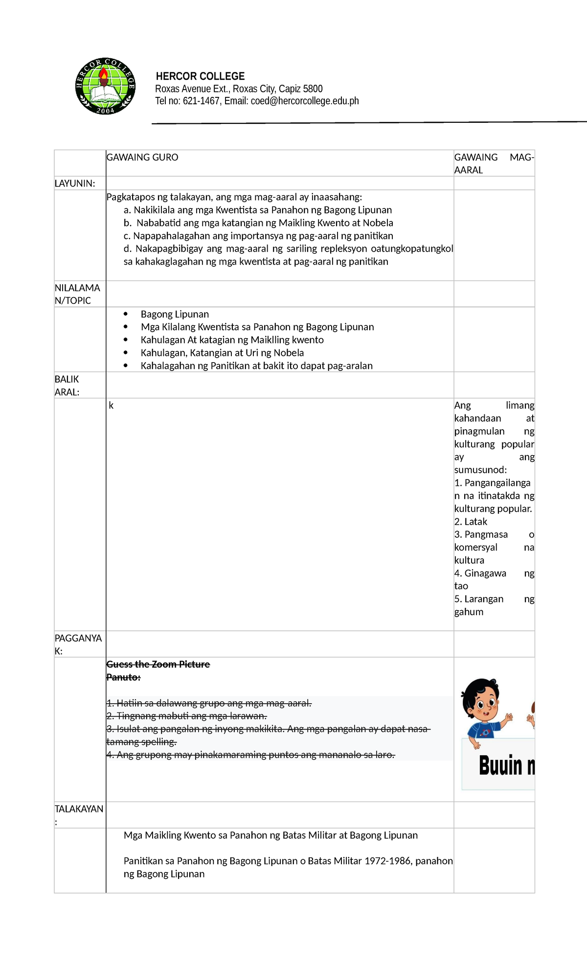 Lesson Plan sa Maikling Kwento: Isang Paglalakbay sa Panitikan - Studocu