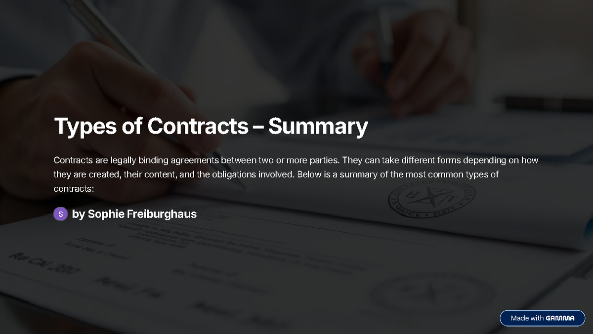 Types of Contracts 3: Summary of Legal Agreements and Their Features ...