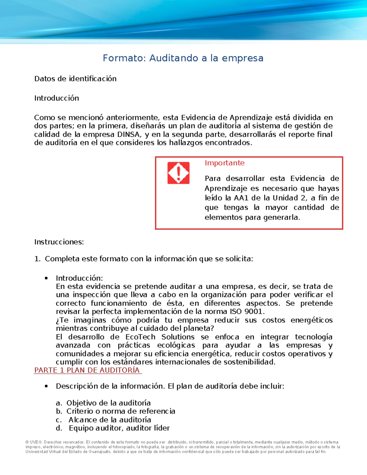9 Auditoría Sistema - Auditoria - Formato: Auditando a la empresa Datos ...